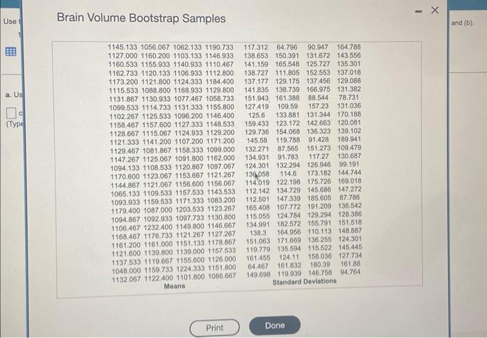 Solved Brain Volume Bootstrap SamplesBrain Volume Bootstrap | Chegg.com