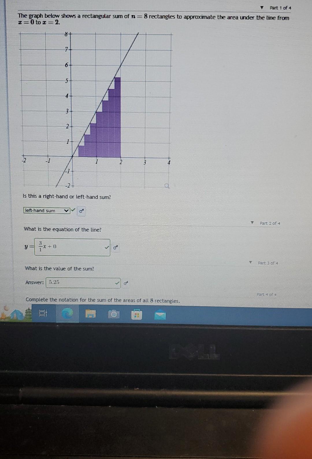 Solved The graph below shows a rectangular sum of n=8 | Chegg.com
