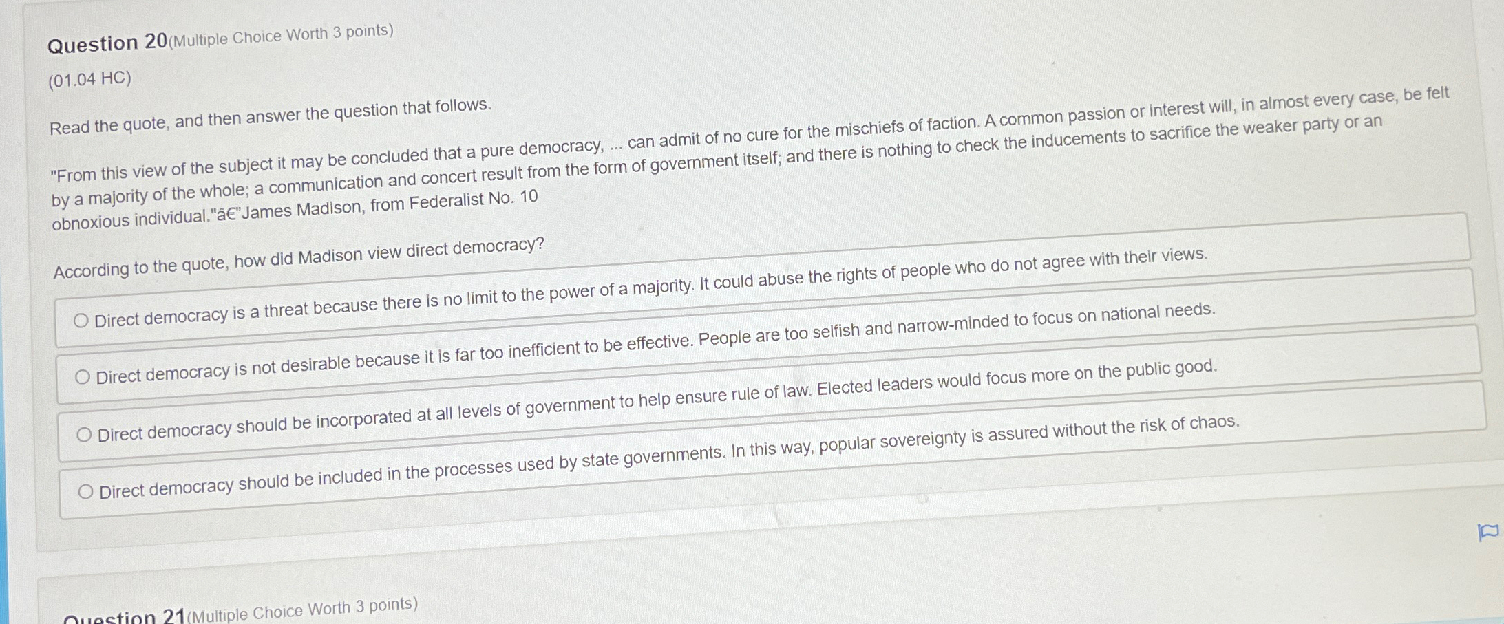 Solved Question 20(Multiple Choice Worth 3 ﻿points)(01.04 | Chegg.com
