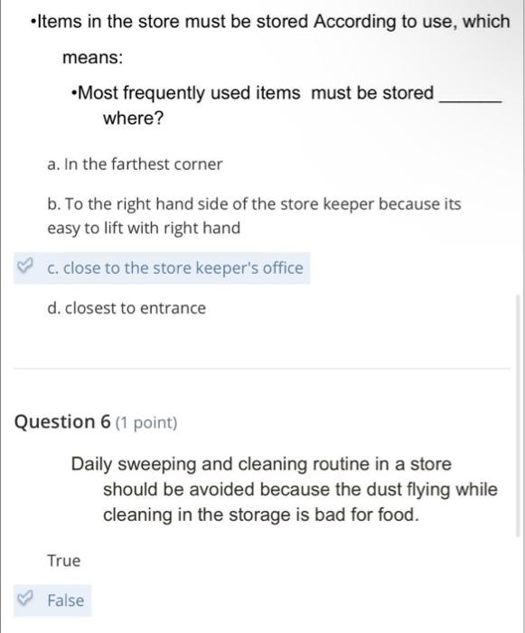 Solved .Items in the store must be stored According to use, | Chegg.com