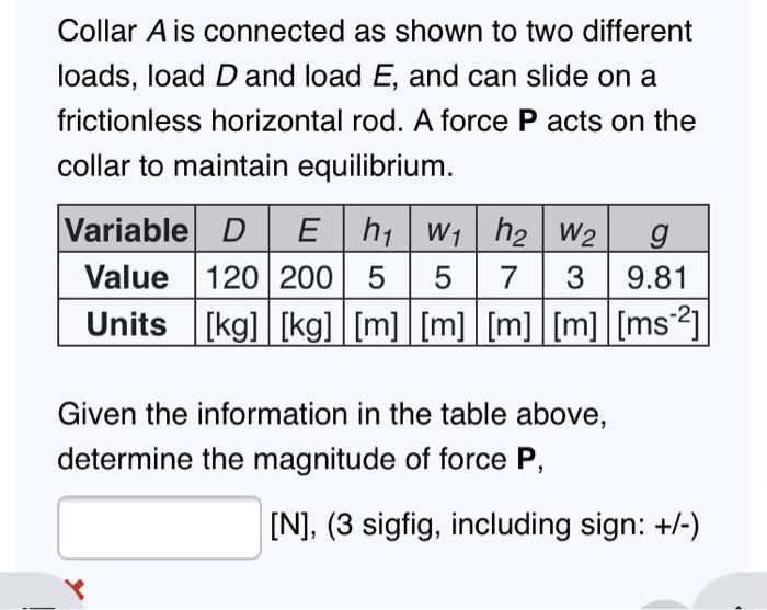 Solved Collar A is connected as shown to two different | Chegg.com