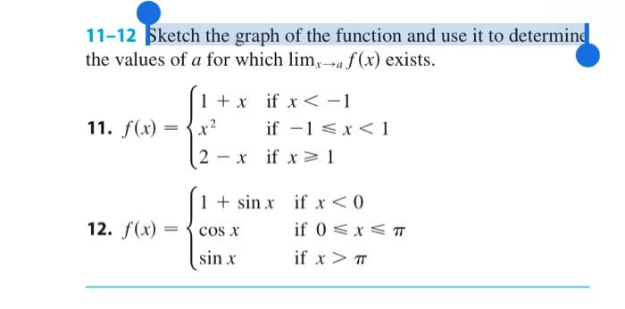 Solved 11-12 Sketch the graph of the function and use it to | Chegg.com