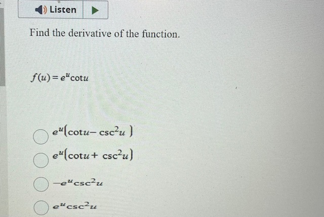 Solved Find the derivative of the | Chegg.com