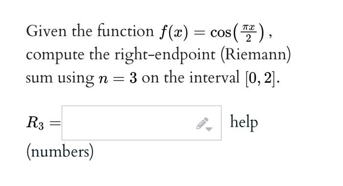 Solved Given the function f(x) = cos(2) compute the | Chegg.com