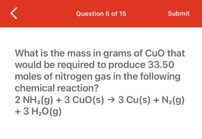 Solved What is the mass in grams of CuO that would be | Chegg.com