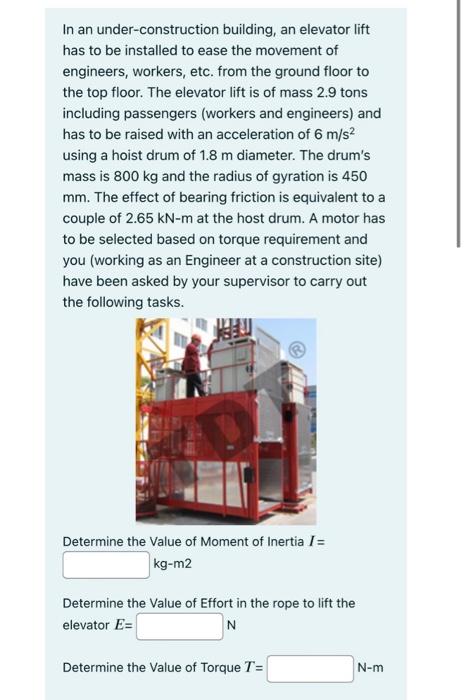 Solved In an under-construction building, an elevator lift | Chegg.com