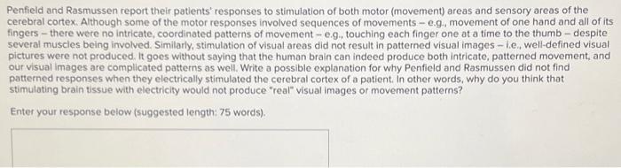 Solved Penfield and Rasmussen report their patients' | Chegg.com