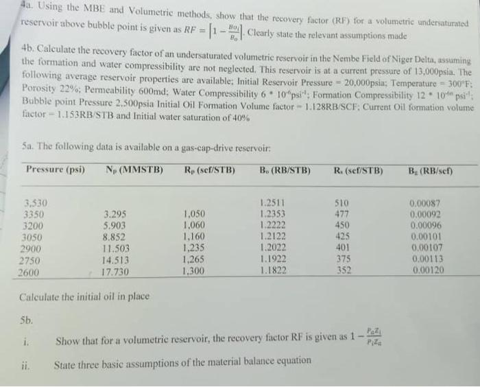 Solved 4a. Using the MBE and Volumetric methods, show that | Chegg.com