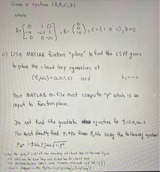 Solved All cakulations must be done using only MATLAB No | Chegg.com