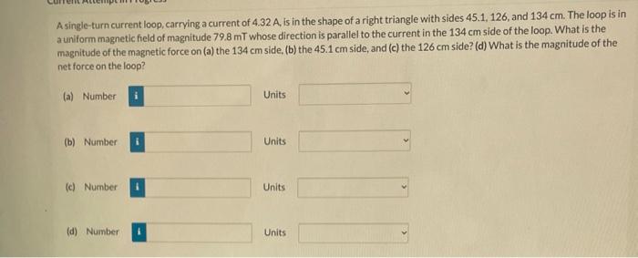Solved A single-turn current loop, carrying a current of | Chegg.com
