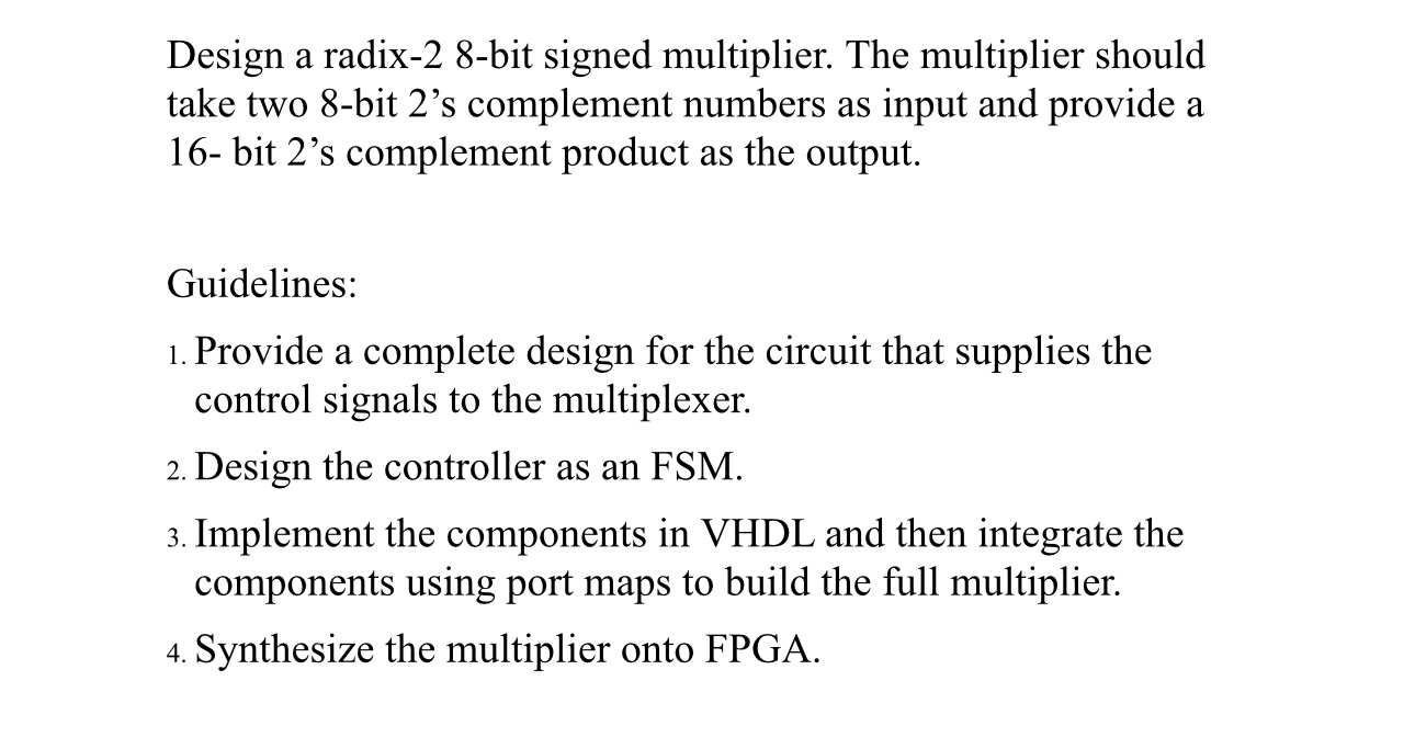 Solved Design a radix-2 8-bit signed multiplier. The | Chegg.com