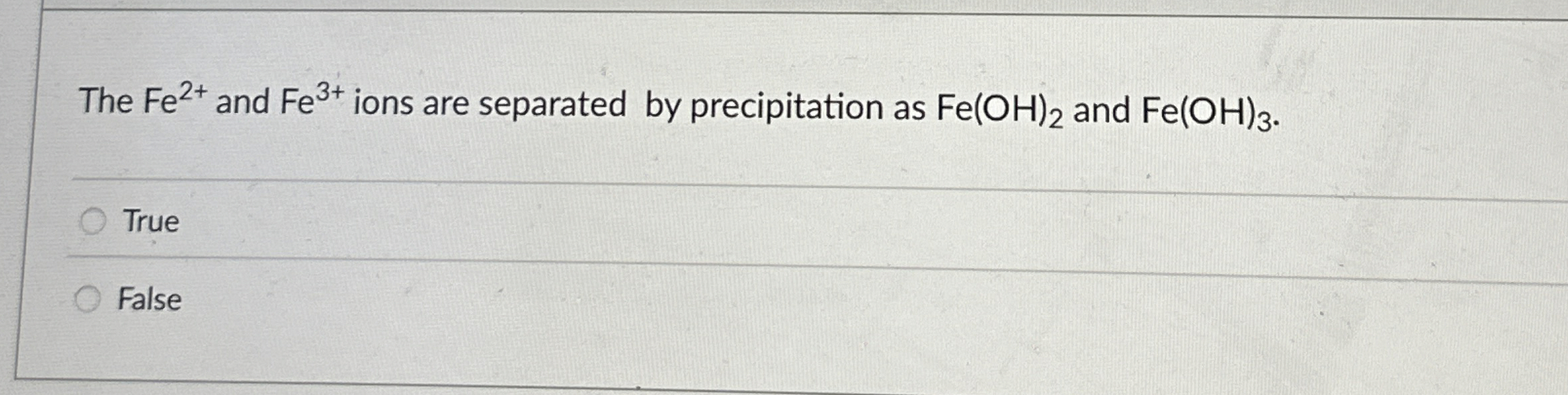 Solved The Fe2+ ﻿and Fe3+ ﻿ions are separated by | Chegg.com