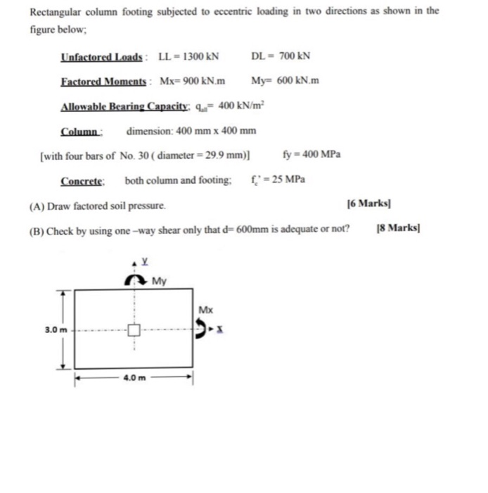Rectangular column footing subjected to eccentric | Chegg.com