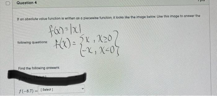 Solved If an absolute value function is written as a | Chegg.com