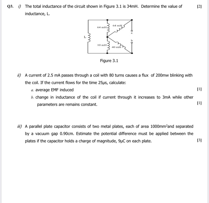 Solved [2] Q3. i) The total inductance of the circuit shown | Chegg.com