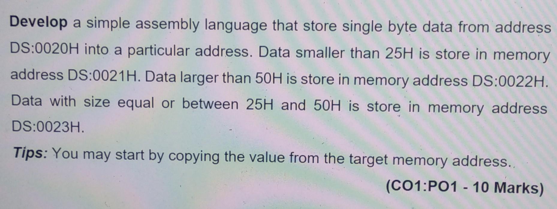 Solved Develop a simple assembly language that store single | Chegg.com