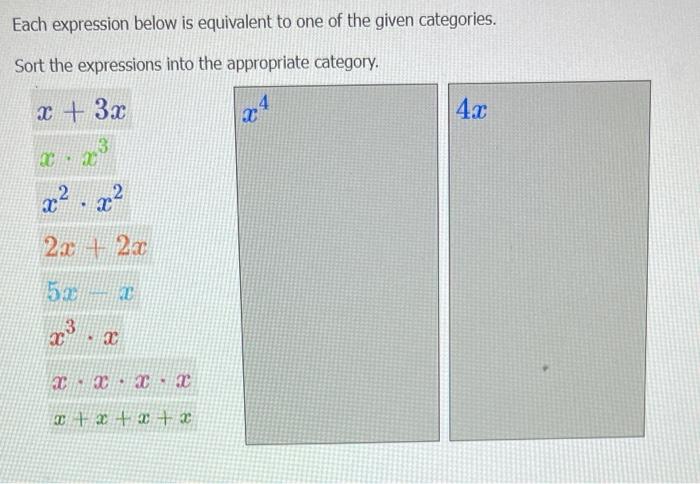 Solved Each expression below is equivalent to one of the | Chegg.com