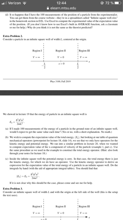 Solved consider a particle in an infinite square well of | Chegg.com