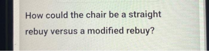 Solved How could the chair be a straight rebuy versus a | Chegg.com