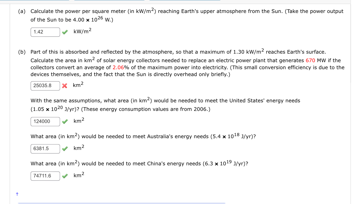 Solved (a) ﻿Calculate the power per square meter (in kWm2 ) | Chegg.com