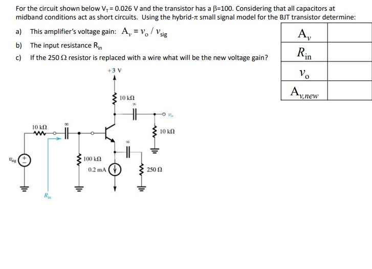 Solved For the circuit shown below VT=0.026V ﻿and the | Chegg.com