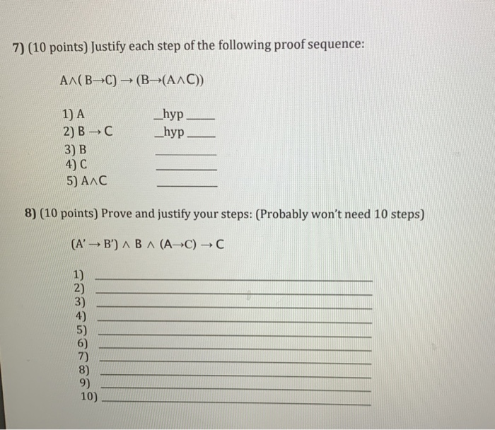 Solved 7) (10 points) Justify each step of the following | Chegg.com