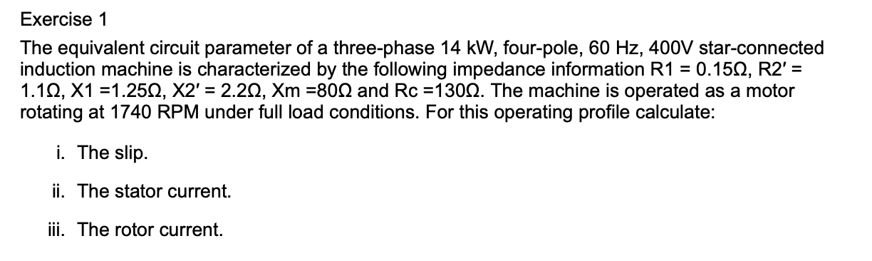 Solved Exercise 1The equivalent circuit parameter of a | Chegg.com
