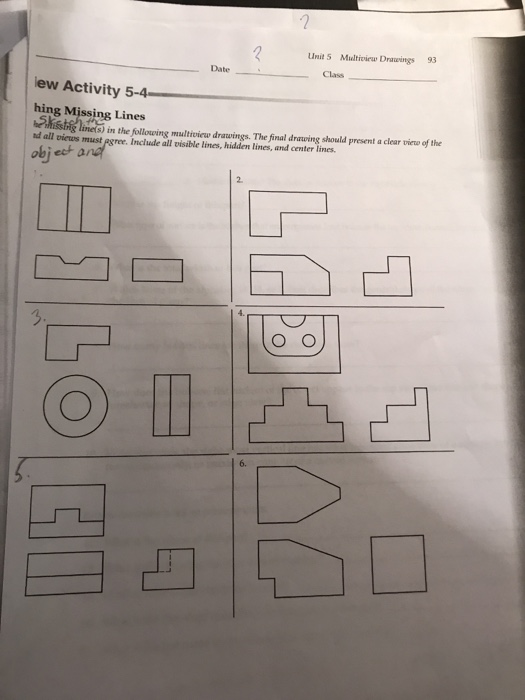 Solved Unit 5 Multiview Drawings Class 93 lew Activity 5-4- | Chegg.com
