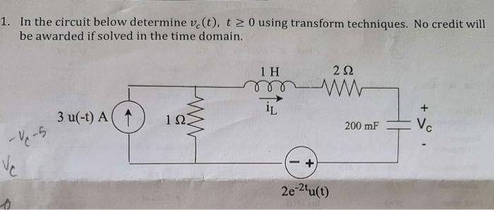 Solved In the circuit below determine vc(t),t≥0 using | Chegg.com