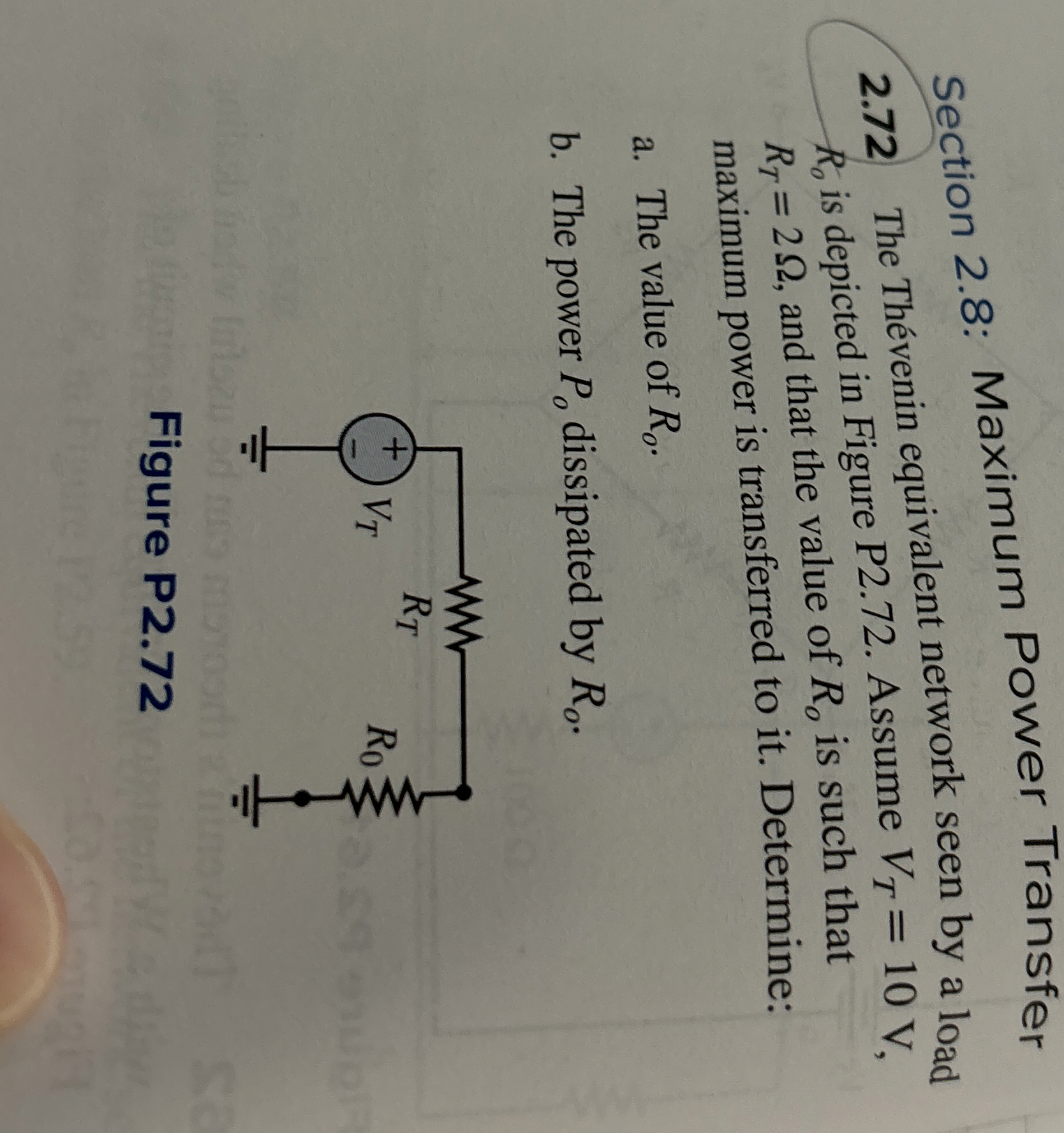 Section 2.8: Maximum Power Transfer2.72 ﻿The Thévenin | Chegg.com