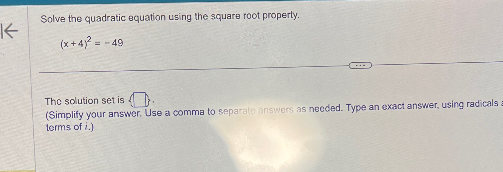 Solved Solve the quadratic equation using the square root | Chegg.com