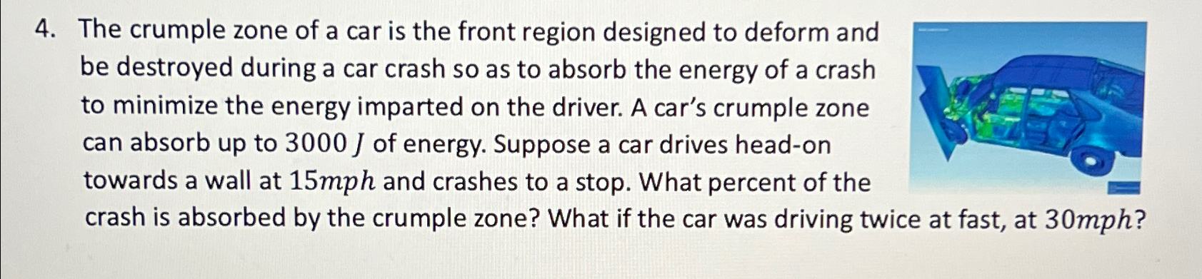 Solved The crumple zone of a car is the front region | Chegg.com