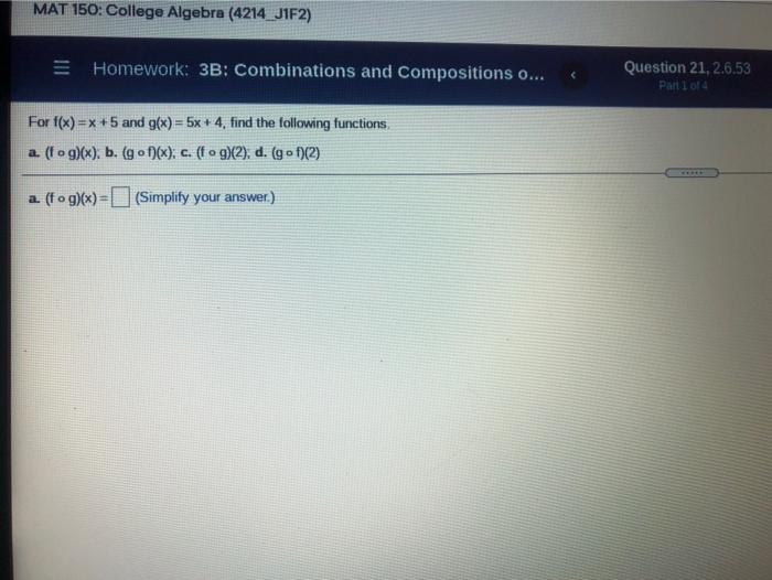 Solved MAT 150: College Algebra (4214_J1F2) = Homework: 3B: | Chegg.com