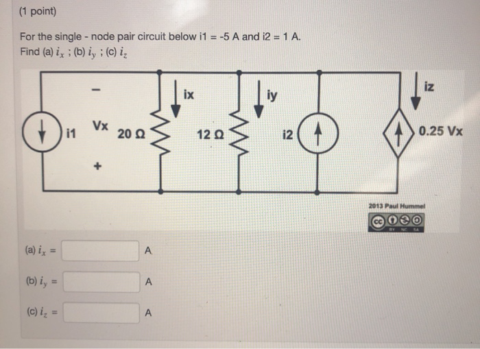 Solved (1 point) For the single - node pair circuit below i1 | Chegg.com