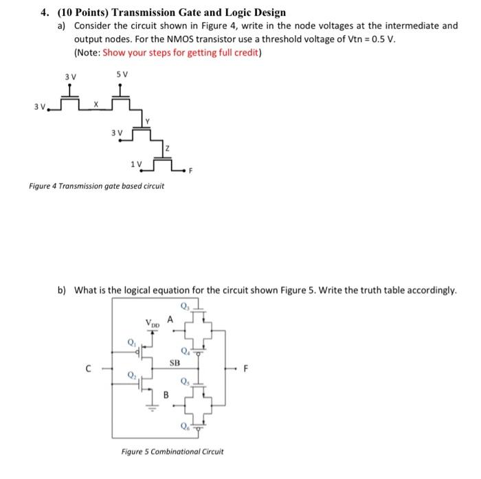 Solved 4. (10 Points) Transmission Gate and Logic Design a) | Chegg.com