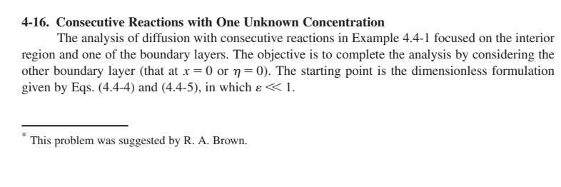 4-16. Consecutive Reactions with One Unknown | Chegg.com