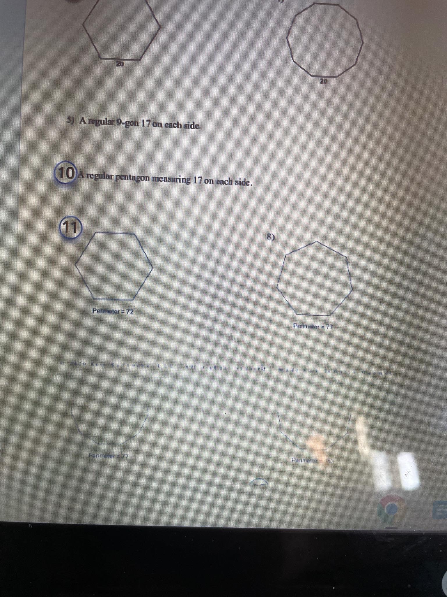 Solved solve 10 ﻿and 11. ﻿A regular 9-gon 17 ﻿on each | Chegg.com