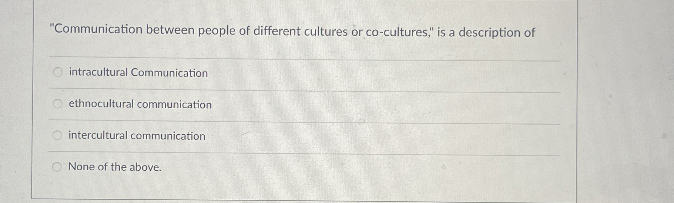 Solved "Communication between people of different cultures | Chegg.com