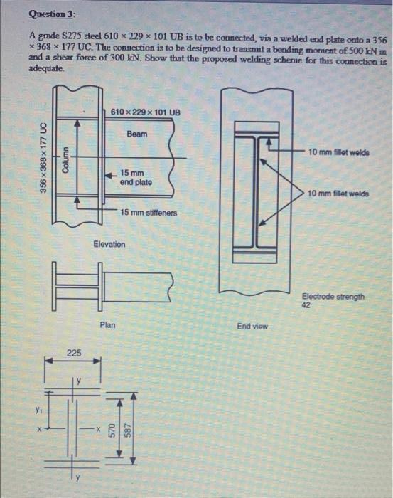 Solved A grade S275 steel 610×229×101 UB is to be connected, | Chegg.com
