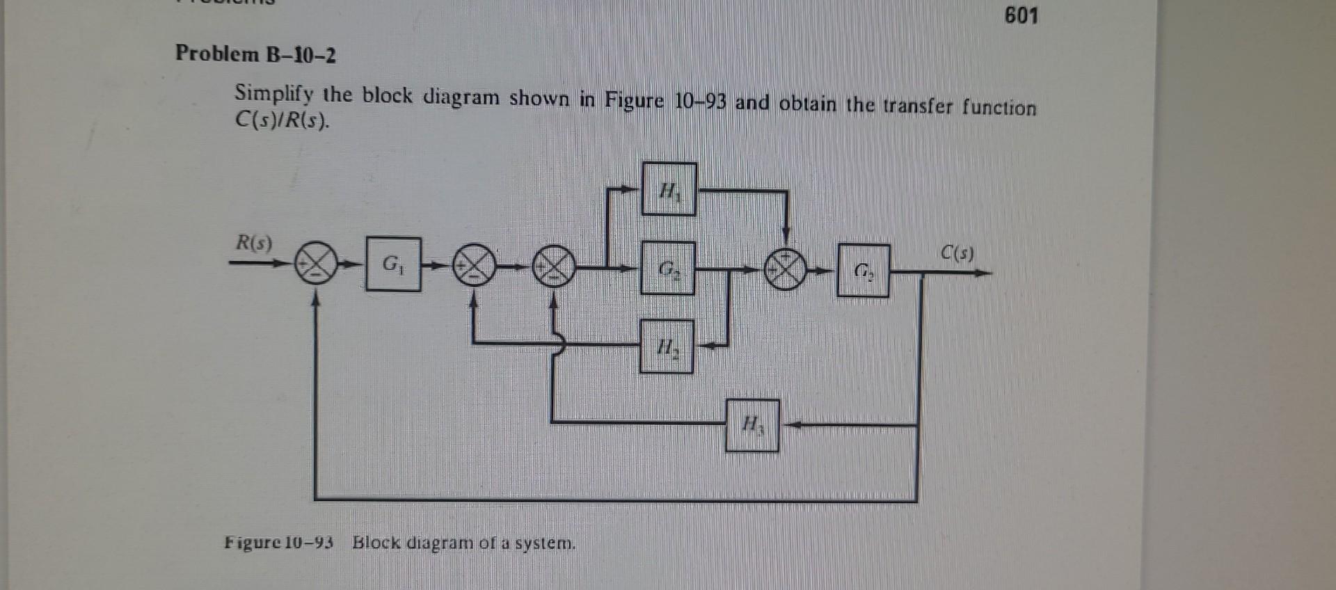 Solved Simplify the block diagram shown in Figure 10−93 and | Chegg.com