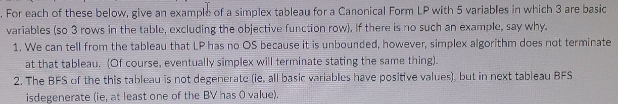Solved For each of these below, give an example of a simplex | Chegg.com