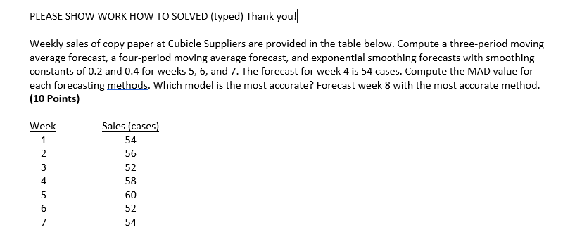 Solved PLEASE SHOW WORK HOW TO SOLVED (typed) ﻿Thank | Chegg.com