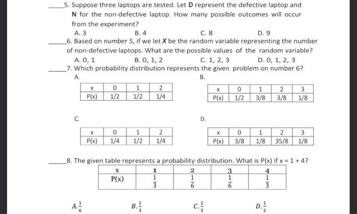Solved 5. Suppose three laptops are tested. Let D represent | Chegg.com