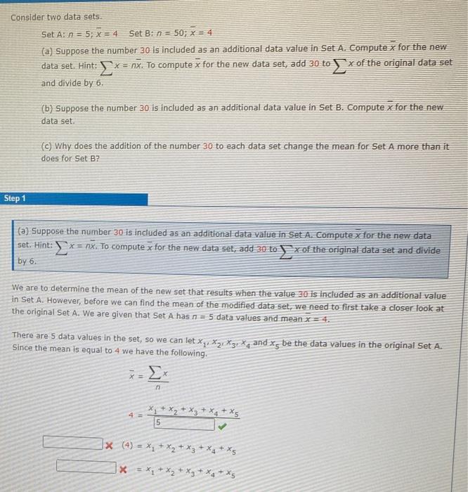 Solved Consider two data sets. Set A: n = 5; X = 4 Set B: n | Chegg.com Solved Consider two data sets. Set A: n = 5; X = 4 Set B: n | Chegg.com