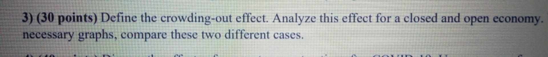 Solved 3) (30 points) Define the crowding-out effect. | Chegg.com