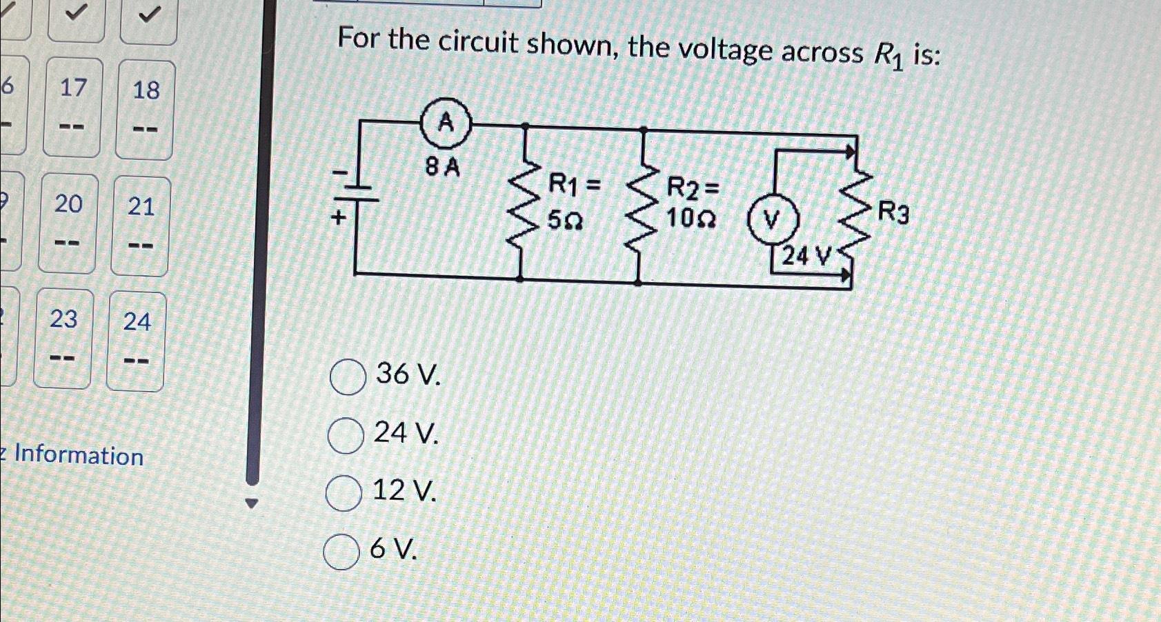Solved For the circuit shown, the voltage across R1 | Chegg.com