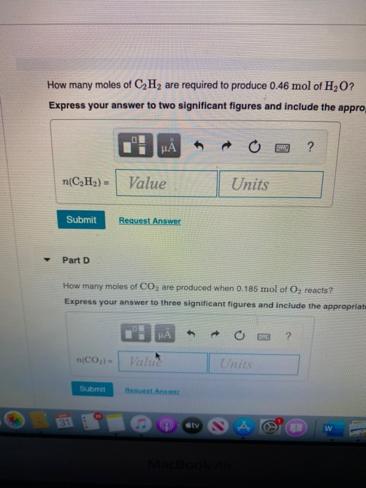 Solved How many moles of O2 are needed to react with 2.75 | Chegg.com