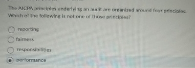 Solved The AICPA principles underlying an audit are | Chegg.com