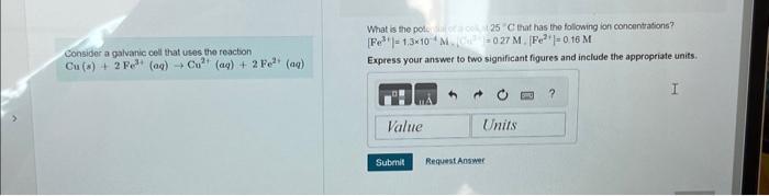 Solved Consider A Galvanic Cell That Uses The Reaction