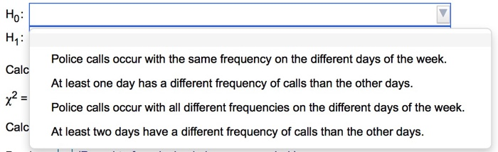 Solved A police department released the numbers of calls for | Chegg.com